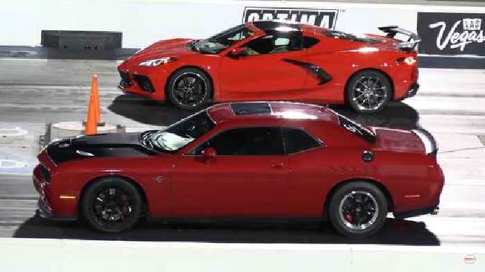 Dodge Challenger Drags Chevy Corvette, the Hellcat - One News Page
