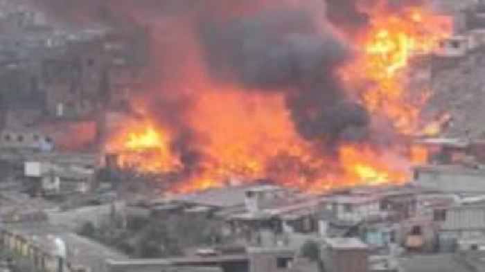 Drone captures huge fire engulfing homes in Peru - One News Page