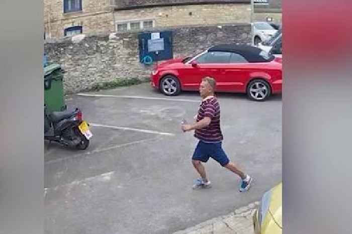 Moment drunk driver stumbles around a pub garden and - One News Page