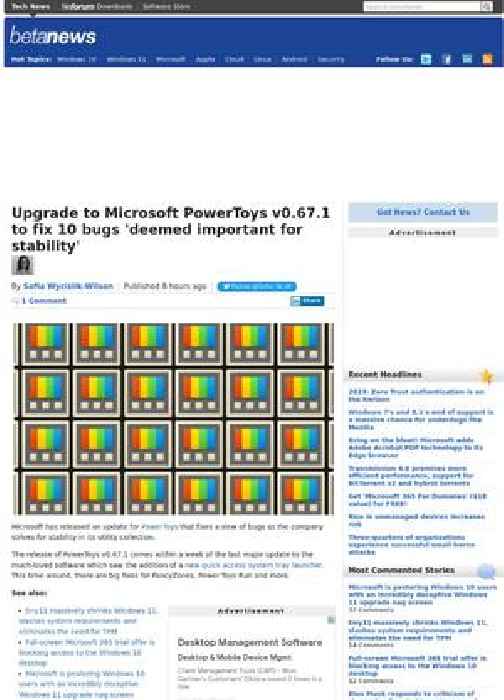 Upgrade To Microsoft Powertoys V0 67 1 To Fix 10 Bugs One News Page