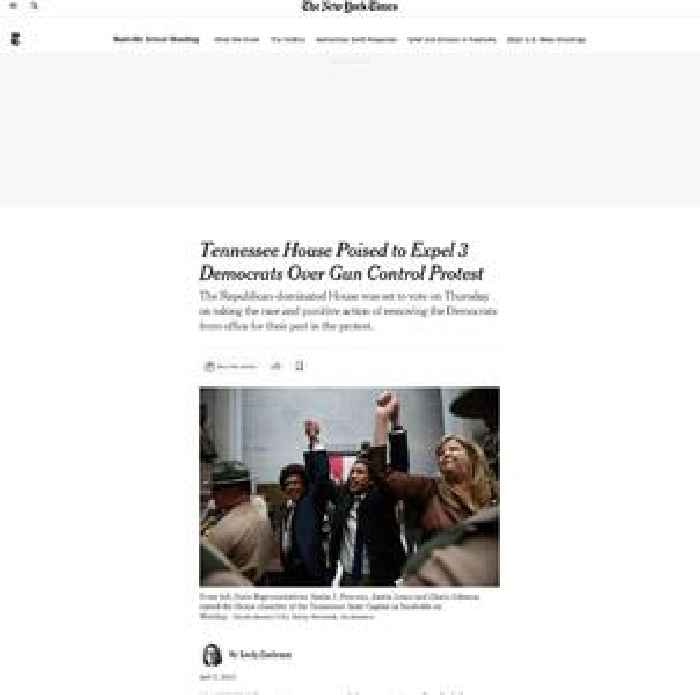 Tennessee House Poised to Expel 3 Democrats Over Gun - One News Page