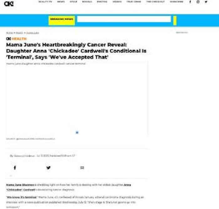 Mama June's Heartbreakingly Cancer Reveal: Daughter - One News Page